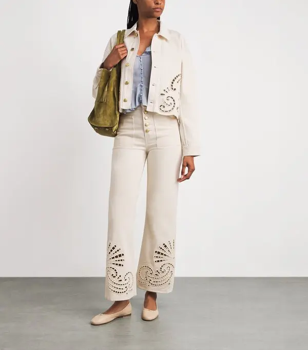 Ulla Johnson Eyelet The Lou Flared Jeans