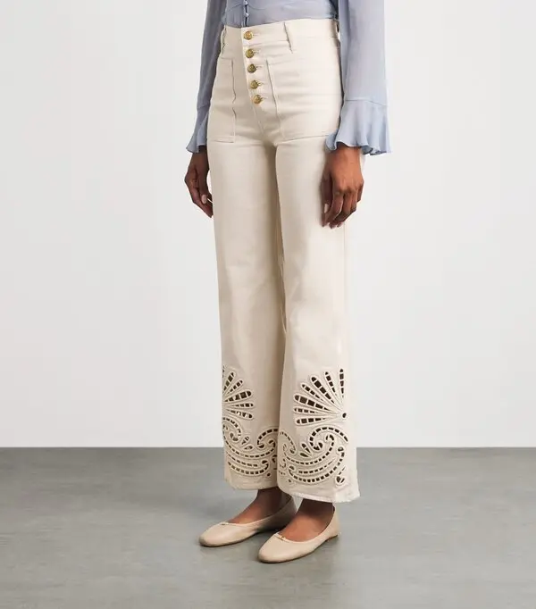 Ulla Johnson Eyelet The Lou Flared Jeans