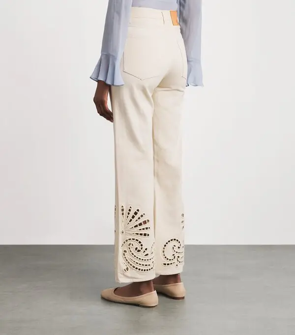 Ulla Johnson Eyelet The Lou Flared Jeans