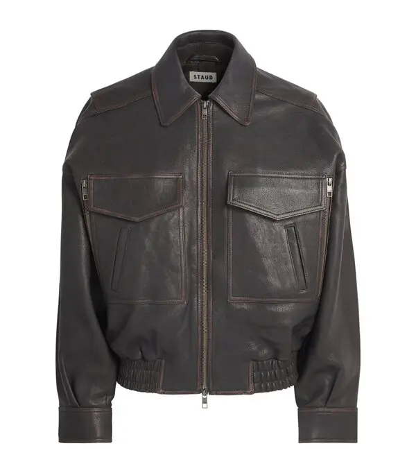 Staud Eugene Distressed Leather Jacket