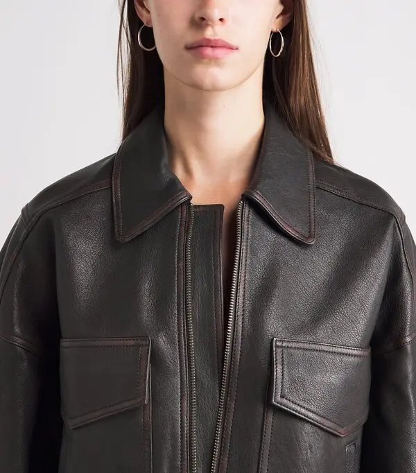 Staud Eugene Distressed Leather Jacket