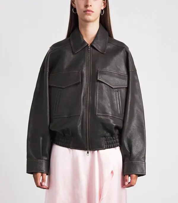 Staud Eugene Distressed Leather Jacket