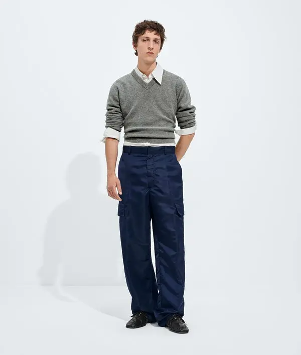 Bottega Veneta Satin Nylon Cargo Pants