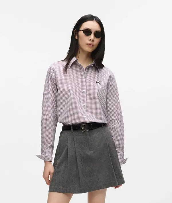 Karl Lagerfeld Ikon Checked Shirt - White-red Ikon Check