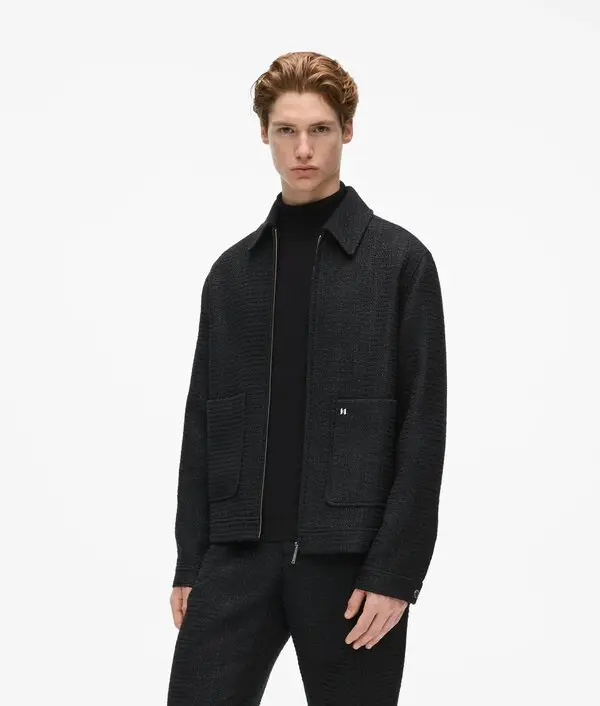 Karl Lagerfeld Bouclé Zip-up Jacket - Black