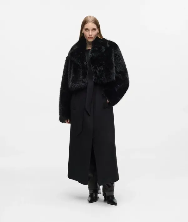 Karl Lagerfeld Transformable Faux-fur And Wool Blend Coat
