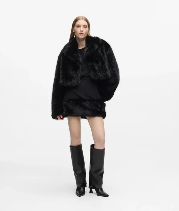 Karl Lagerfeld Transformable Faux-fur And Wool Blend Coat