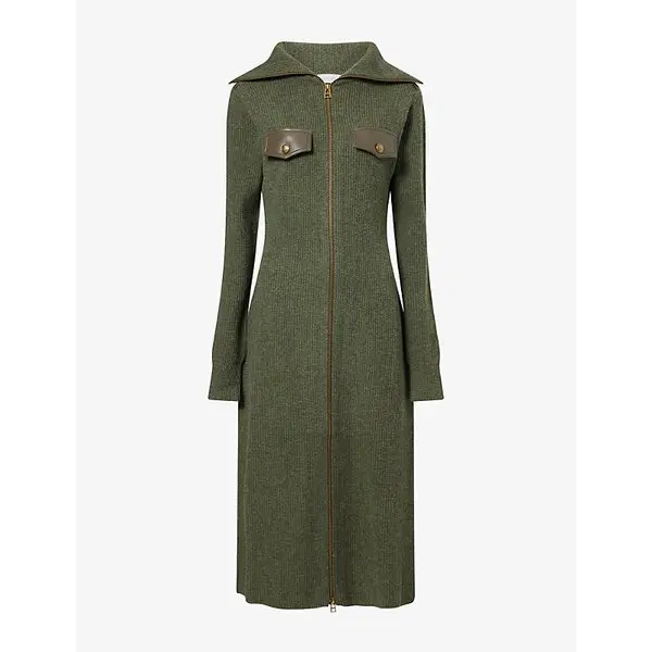Zimmermann Valiant Utility Long Wool-blend Cardigan - Khaki