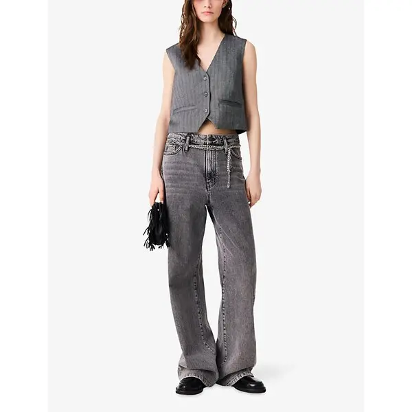 Maje Tailored Rhinestone-embellished Stretch-woven Waistcoat