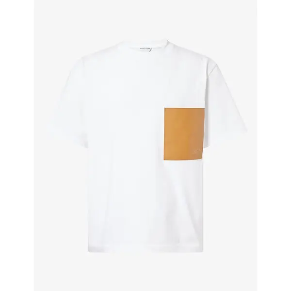 Bottega Veneta Leather-pocket Cotton T-shirt - White