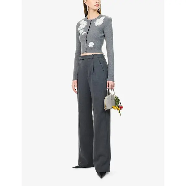 SELF-PORTRAIT Pleated Tailored Wool-blend Trousers
