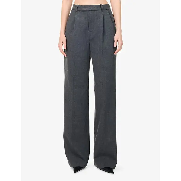 SELF-PORTRAIT Pleated Tailored Wool-blend Trousers