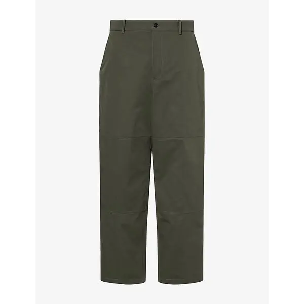 Bottega Veneta Contrast-stitch Wide-leg Cotton Trousers - Dark Juniper