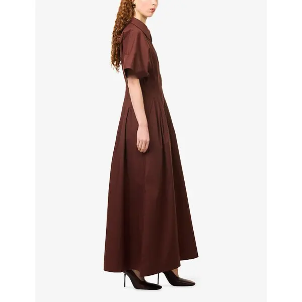 Palmer//harding Pleated Cotton Midi Dress