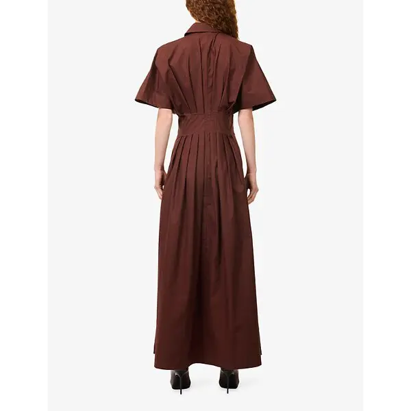 Palmer//harding Pleated Cotton Midi Dress