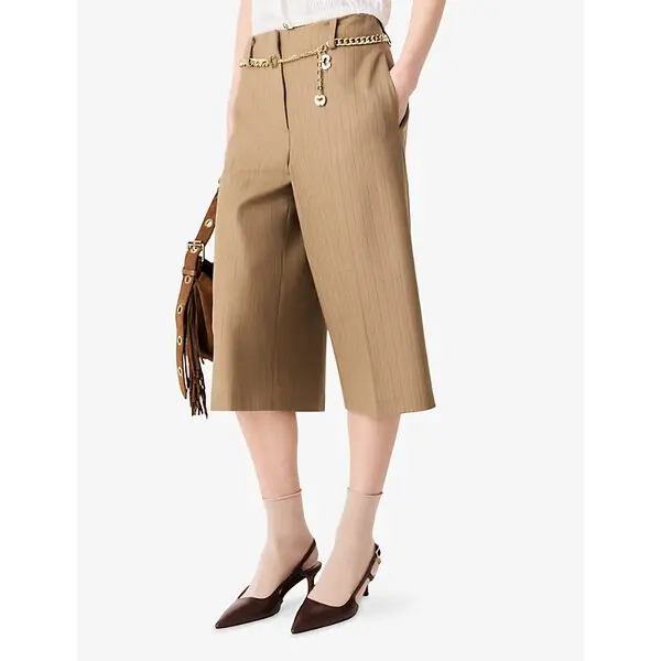 Maje Tailored High-rise Stretch Wool-blend Bermuda Shorts