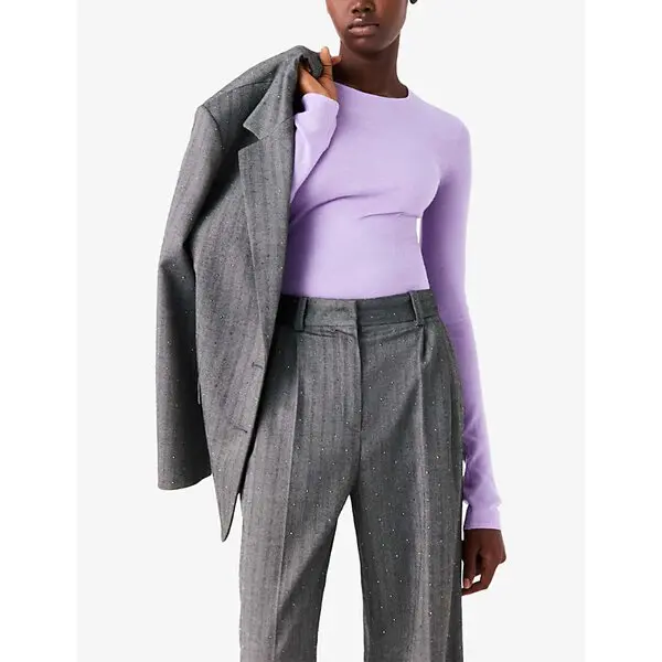 Maje Rhinestone Embellished Wide-leg Trousers