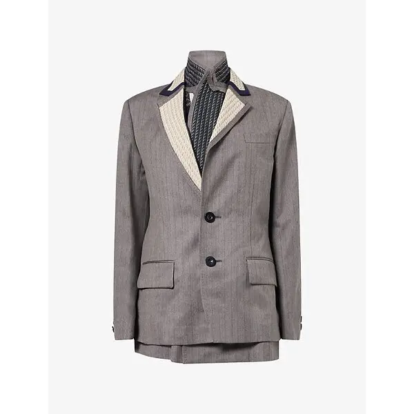 Sacai Double-layered Wool Blazer - Brown