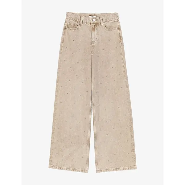 Maje Rhinestone-embellished Wide-leg Jeans