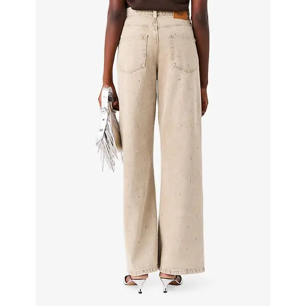 Maje Rhinestone-embellished Wide-leg Jeans