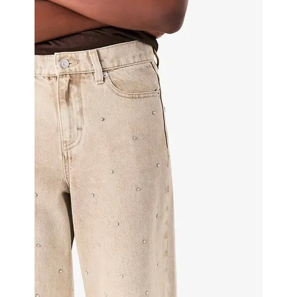 Maje Rhinestone-embellished Wide-leg Jeans
