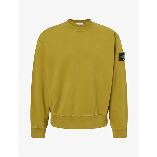 Stone Island Brushed Compass-badge Cotton-fleece Sweatshirt - Cactus