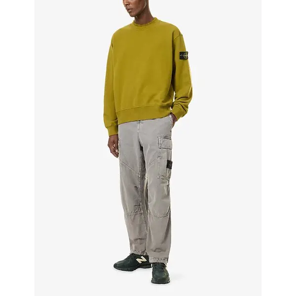 Stone Island Brushed Compass-badge Cotton-fleece Sweatshirt - Cactus