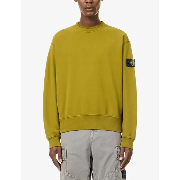 Stone Island Brushed Compass-badge Cotton-fleece Sweatshirt - Cactus