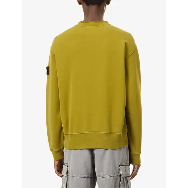 Stone Island Brushed Compass-badge Cotton-fleece Sweatshirt - Cactus