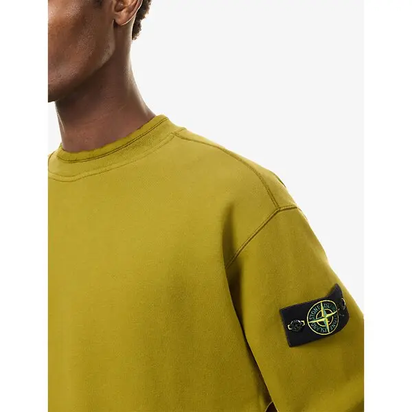 Stone Island Brushed Compass-badge Cotton-fleece Sweatshirt - Cactus