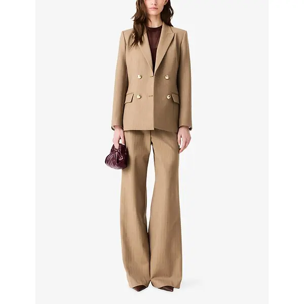 Maje Tailored Double-breasted Stretch Wool-blend Blazer