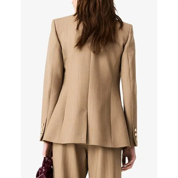Maje Tailored Double-breasted Stretch Wool-blend Blazer