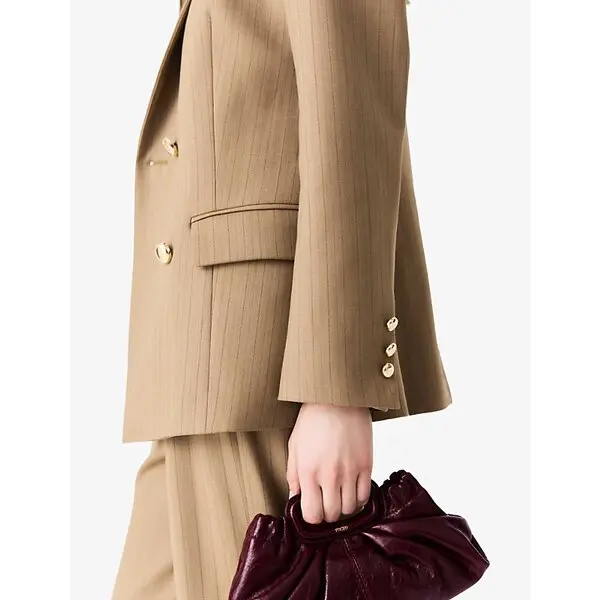 Maje Tailored Double-breasted Stretch Wool-blend Blazer