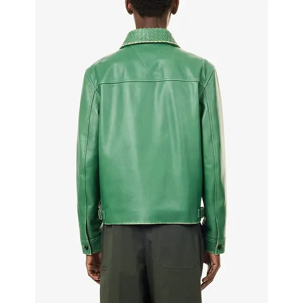 Bottega Veneta Intrecciato-weave Leather Jacket