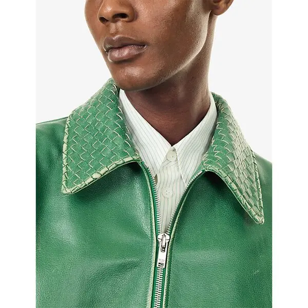 Bottega Veneta Intrecciato-weave Leather Jacket