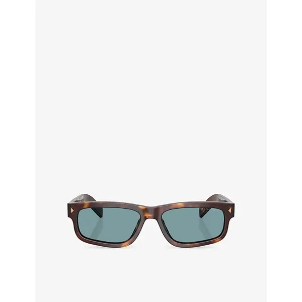 Prada Pr B11sf Rectangle-frame Tortoiseshell Acetate Sunglasses