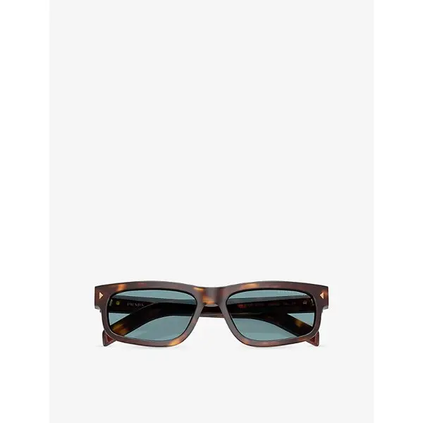 Prada Pr B11sf Rectangle-frame Tortoiseshell Acetate Sunglasses