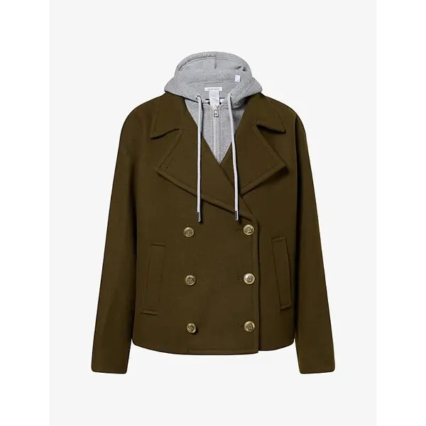 Veronica Beard Franklin Layered-hood Wool-blend Coat