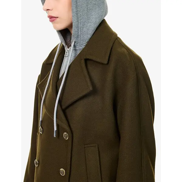 Veronica Beard Franklin Layered-hood Wool-blend Coat