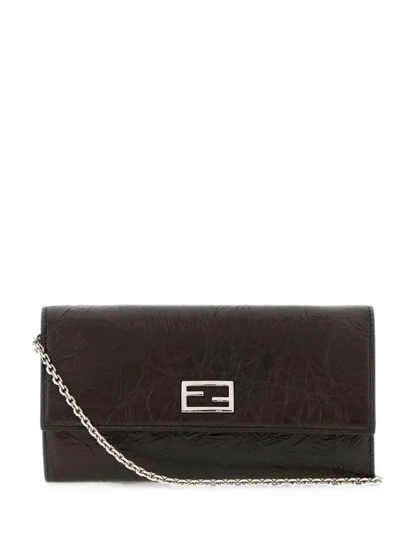 Fendi Continental With Chain Tube In Cracked Leather