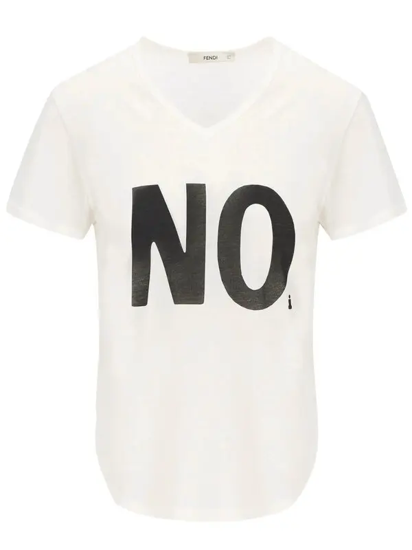 Fendi Ivory Jersey T-shirt With No Print - White