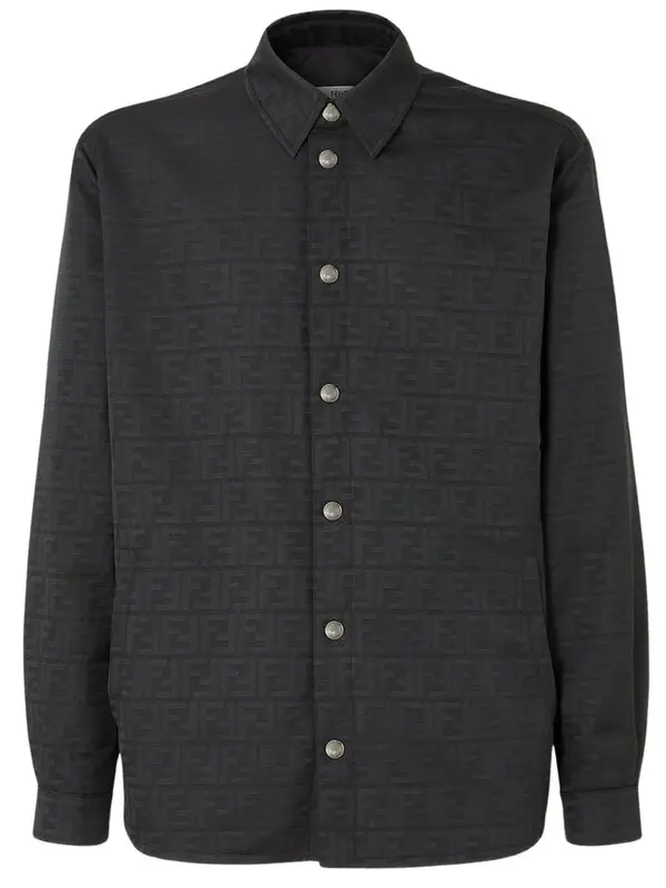 Fendi Blouson In Nylon Jacquard Ff Zucca - Black