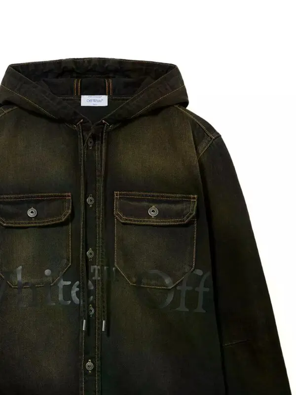Off-White Distressed Hooded Denim Jacket