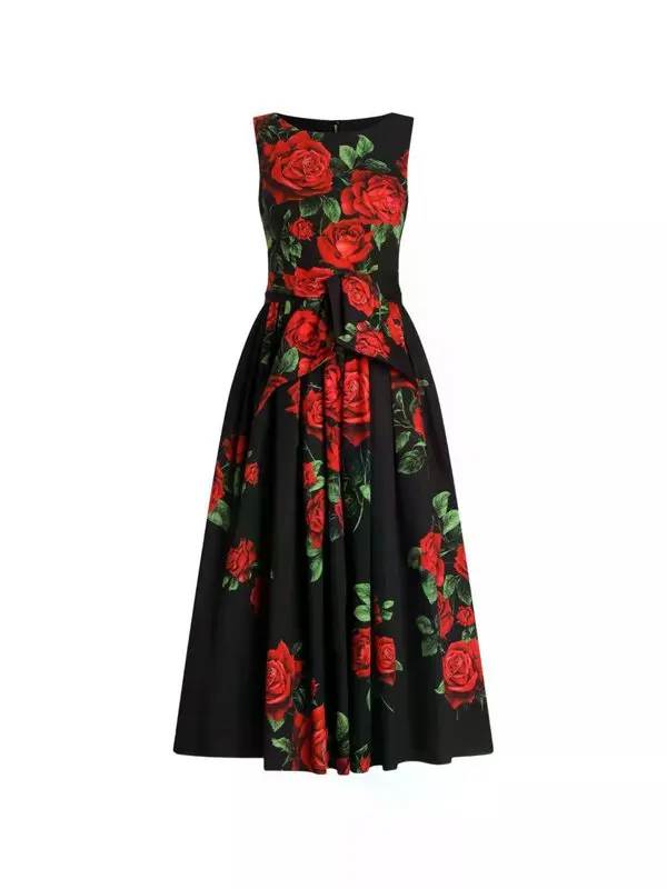 Dolce & Gabbana Rose-print Poplin Midi Dress