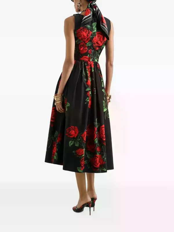 Dolce & Gabbana Rose-print Poplin Midi Dress