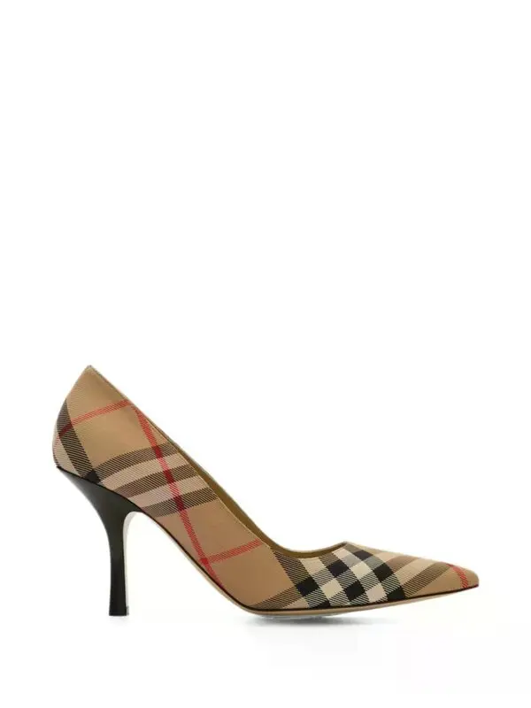 Burberry Check Pattern Pointed Toe Stiletto Pumps