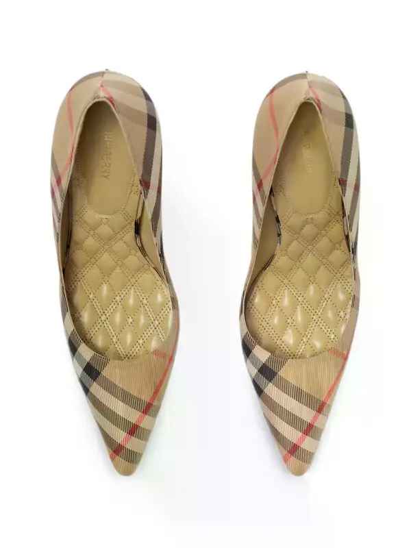 Burberry Check Pattern Pointed Toe Stiletto Pumps