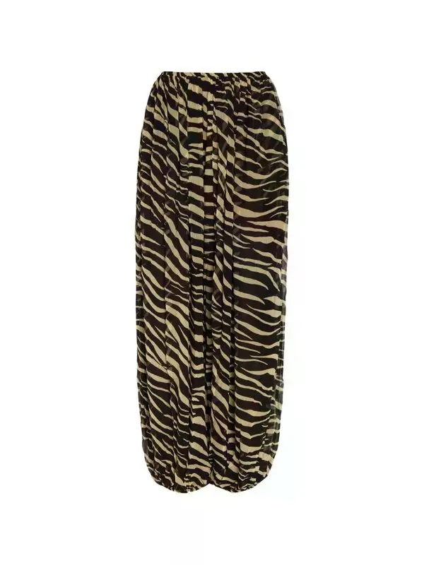 Ronny Kobo Zebra-print Pleated Palazzo Pants - Black