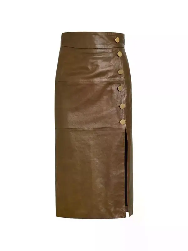 SKIIM Leather Straight Midi Skirt