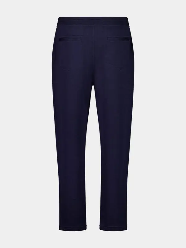 Brunello Cucinelli Navy Casual Fit Cotton Pants